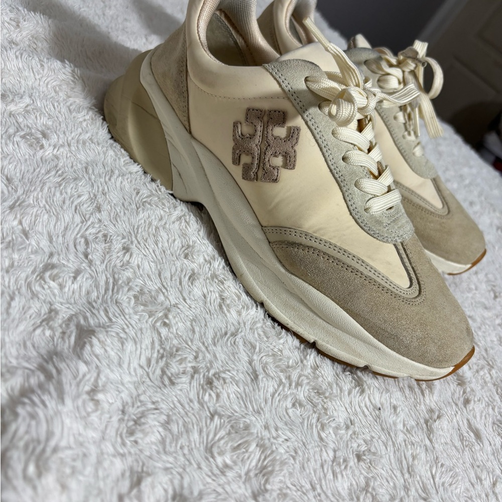Tory Burch Cream And Tan Chunky Sneakers - Gem